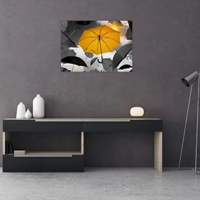 Skleněný obraz žlutého deštníku (70x50 cm)