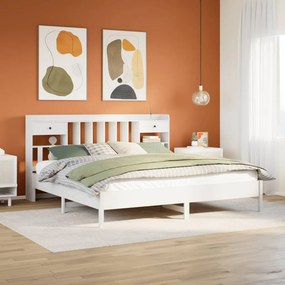 Postel s knihovnou bez matrace bílá 180x200 cm masivní borovice 3322901