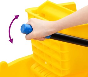 Kbelík na mop se ždímačkou a kolečky žlutý 36 l polypropylen 154461