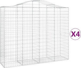 Klenuté gabionové koše 4 ks 200x50x160/180cm pozinkované železo 3145705