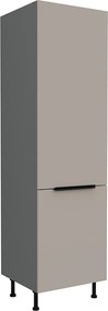 ARIA ta | vysoká skříňka 60 LO-215 2F na vestavnou lednici | 60 cm | ANTI FINGERPRINT povrch | antracit/béžová
