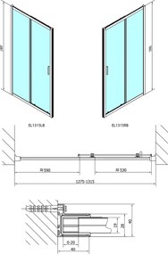 Polysan Polysan, EASY BLACK sprchové dveře 1300mm, čiré sklo, EL1315B