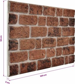 Nástěnné panely 10 ks 100 x 50 cm Hnědá cihla EPS pěna 332923