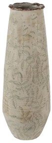 Béžová keramická váza s listy Lovely Leaves L – 14x40 cm