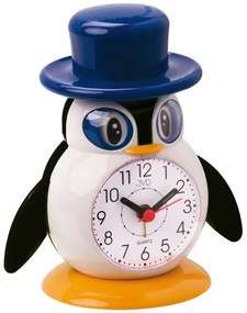 Dětský modrý budík JVD SR52.5 tučňák s kloboukem