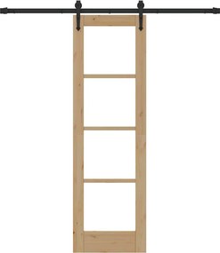 Posuvné dveře 61 x 198,5 cm Masivní borové dřevo a sklo 3332321