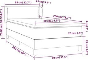 vidaXL Box spring postel s matrací 80 x 200 cm samet [3127397] Barva: Černá