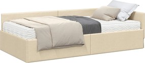 Rohový rám postele s matrací Jiný s čelo 2 ks Krémová textil 3393603