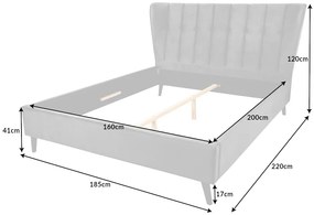 Designová postel Violetta 160 x 200 cm tmavě zelený samet