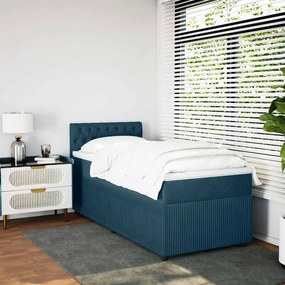 Box spring postel s matrací modrá 100 x 200 cm samet 3287672