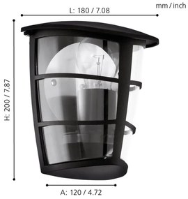 Eglo 93407 - Venkovní nástěnné svítidlo ALORIA 1xE27/60W/230V IP44
