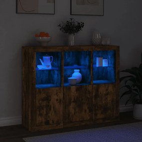 Příborníky s LED osvětlením 3 ks kouřový dub kompozitní dřevo 3209104