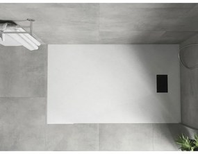 Mexen Hugo, obdélníková sprchová vanička SMC 140 x 70 cm, bílá, černá krytka, 42107014-B