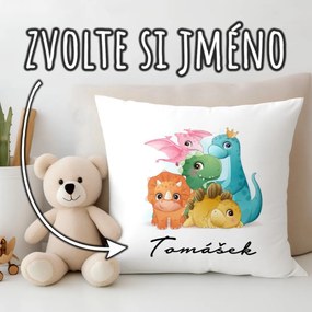 Ahome Ahome CZ Polštář Dinosaurus se jménem 37 x 37 cm