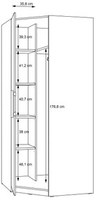Rohová šatní skříň MARO 94x213 cm dub artisan