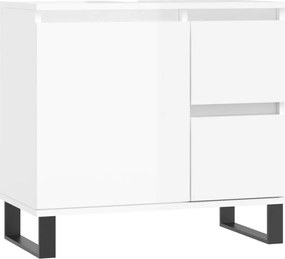 vidaXL 3dílný set koupelnového nábytku kompozitní dřevo [3190231] Barva: bílá s vysokým leskem