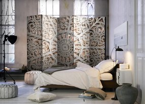 Pokojová zástěna Píseň Orientu II - kreativní šedá mandala na pozadí textury béžového pozadí
