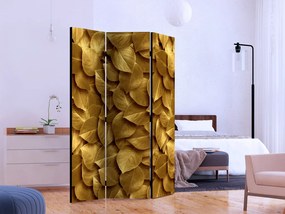 Pokojová zástěna Zlaté listy - luxusní rostlinná kompozice vyrobená ze zlatých listů