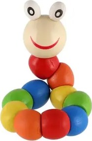 TEDDIES Dřevěný červík / Motorická hračka / kloubový / dřevo / 18 cm