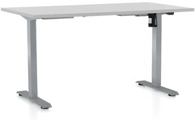 Výškově nastavitelný stůl OfficeTech A, 140 x 80 cm, šedá podnož, světle šedá