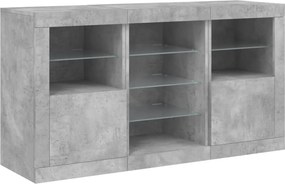 Příborník s LED osvětlením betonově šedý 123 x 37 x 67 cm 3209082