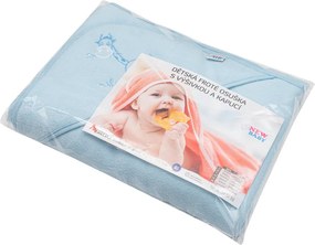 Dětská froté osuška s výšivkou a kapucí New Baby 100x100 modrá žirafka