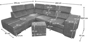 Kondela Sedací souprava, šedá, levá, MALAGA