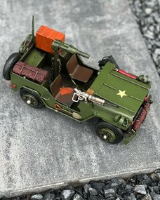 Plechový model - Armádní Jeep se zbraní