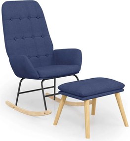 Houpací křeslo s podnožkou modré textil 3097708