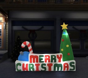 vidaXL Merry Christmas nafukovací LED dekorace se stromkem 240x188 cm [331441]