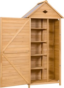 Costway Dřevěná zahradní skříň na nářadí – 70 × 36 × 177 cm, přírodní