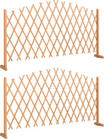 Sada 2 výsuvných nůžkových plotů Volně stojící nůžková zábrana s nožičkami 180 x 30 x 103 cm Hnědá barva