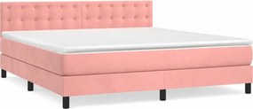 Box spring postel s matrací růžová 180x200 cm samet 3141562