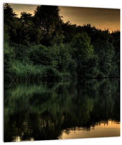 Obraz jezera u lesa (30x30 cm)