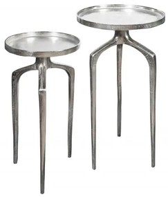 Noble Home 2 dílný set stříbrných hliníkových odkládacích stolků Abstract