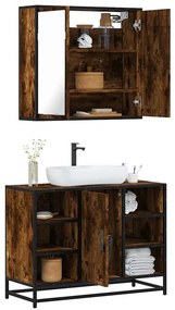 2dílný set koupelnového nábytku kouřový dub kompozitní dřevo 3300912