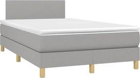 Box spring postel s matrací a LED světle šedá 120x200 cm textil 3133541