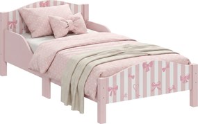 AIYAPLAY Montessori postýlka pro děti 3-6 let 146x76,5 cm, ochrana proti pádu, tvar mašle pro dětský pokoj, růžová