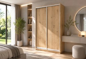 Skříň s posuvnými dveřmi 1500x2200x600 2LTD Dub Artisan, profil stříbrný