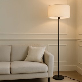 Stojací lampa černá s světle šedým stínítkem 50 cm - Simplo