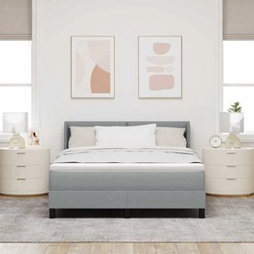 Postel s boxspringem s čelo Světle šedá 200 x 140 cm textil 3341104