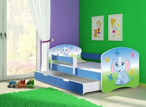 Dětská postel - Barevný sloník 2 180x80 cm + šuplík modrá