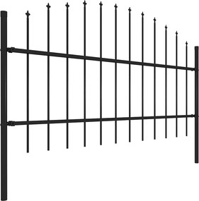 Zahradní plot s kopím nahoře ocelový 504 x 100 cm černý 277714