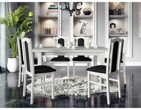 Rozkládací jídelní stůl se 6 židlemi AL06, Barva dřeva: bílá-L, Potah: Kronos 7
