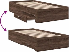 Rám postele se zásuvkami hnědý dub 75 x 190 cm kompozitní dřevo 3280446