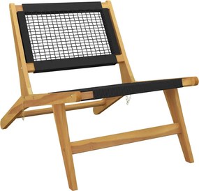 Zahradní židle s podnožkou masivní teakové dřevo a polyester 319155