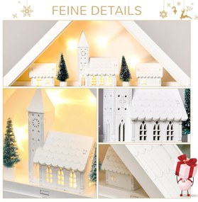 Adventní kalendář HOMCOM k naplnění 24 zásuvek a LED světel, designová vánoční dekorace 2 v 1 v bílé barvě 39 x 9 x 42 cm | Aosom.de