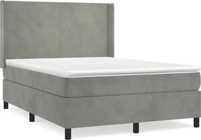 Box spring postel s matrací světle šedá 140x200 cm samet 3132561