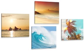 Set obrazů život u moře - 4x 40x40 cm