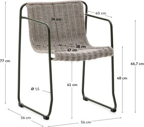 Šedozelená kovová zahradní židle Maurina – Kave Home